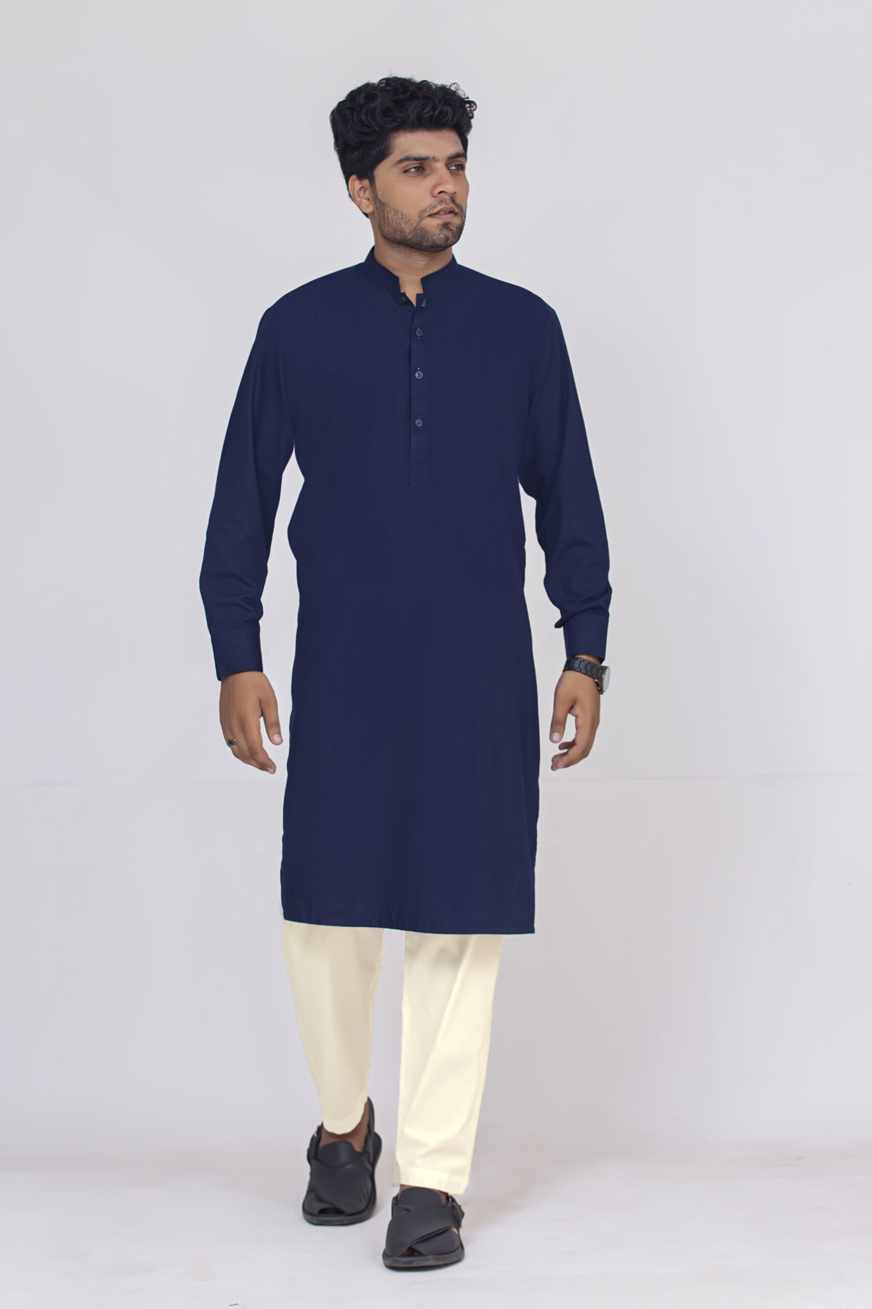 Navy Blue Kurta and Ivory White Pant Set for Men - Ismaili Volunteer ...